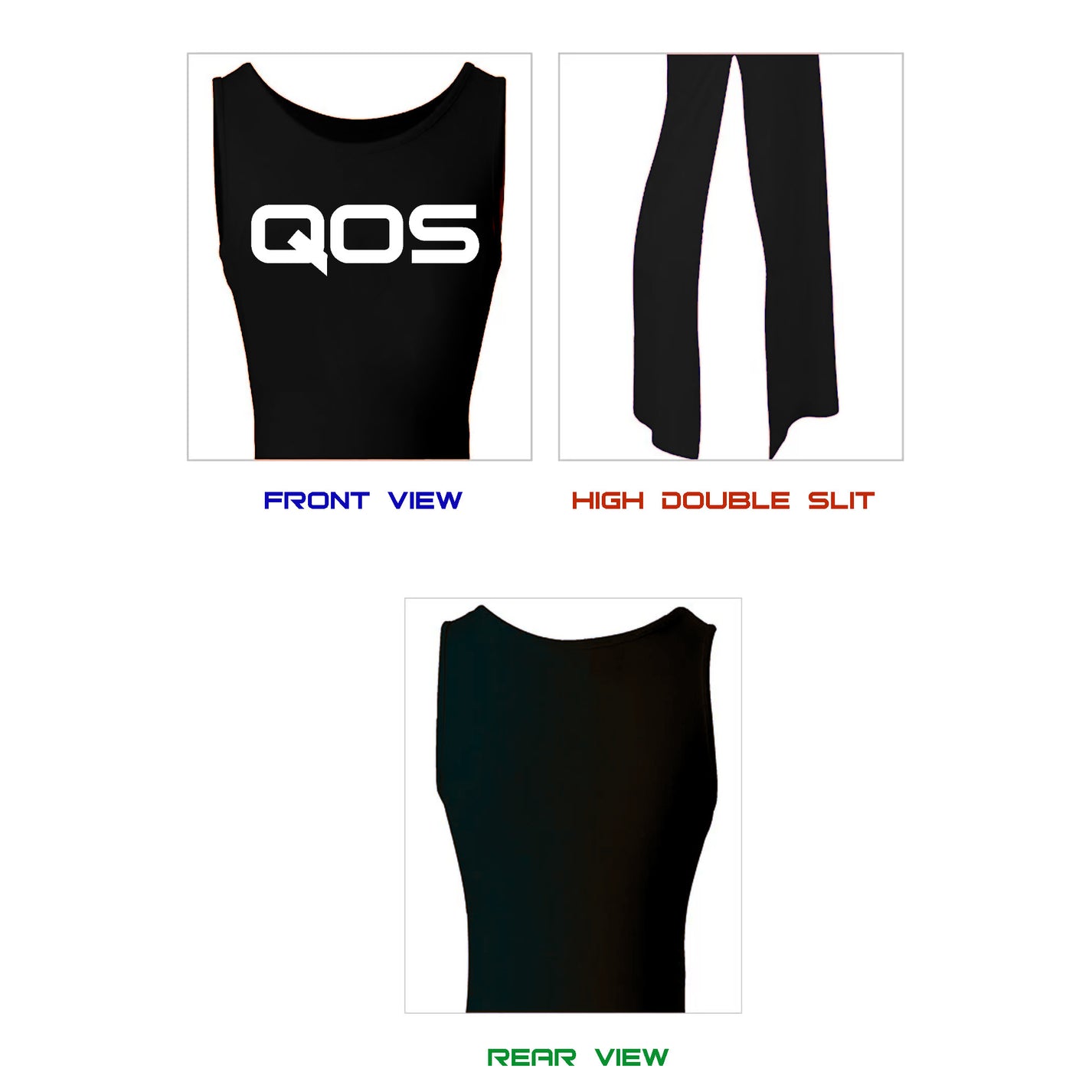 QOS Sexy High Neck Bodycon - Sleeveless Extreme Double Splits Tank Dre